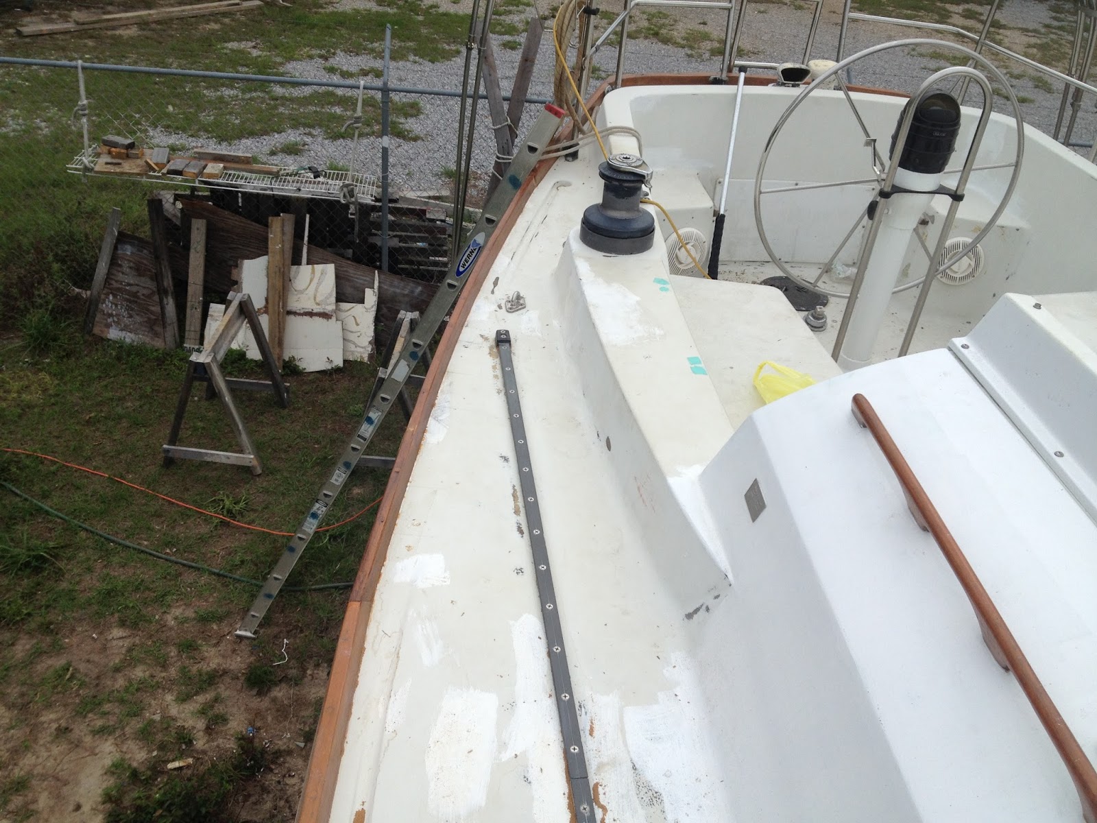 S/V Johanna Rose: New Teak Toe Rail