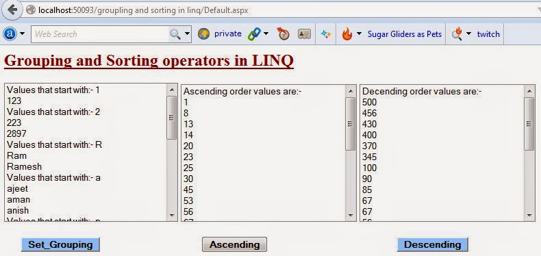 How To Use Grouping And Sorting Operators Concepts In Linq Query Mynet Tutorials