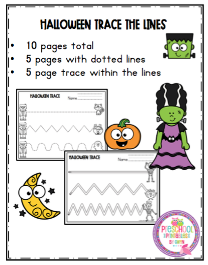 Halloween Trace the Lines Set 1 ~ Preschool Printables
