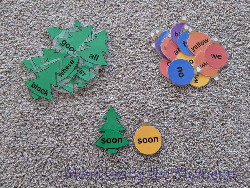 Memorizing the Moments: Christmas Sight Words Matching Game