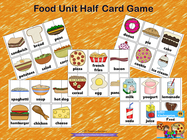 ESL/EFL Preschool Teachers: Food Unit Printable book, games for ...