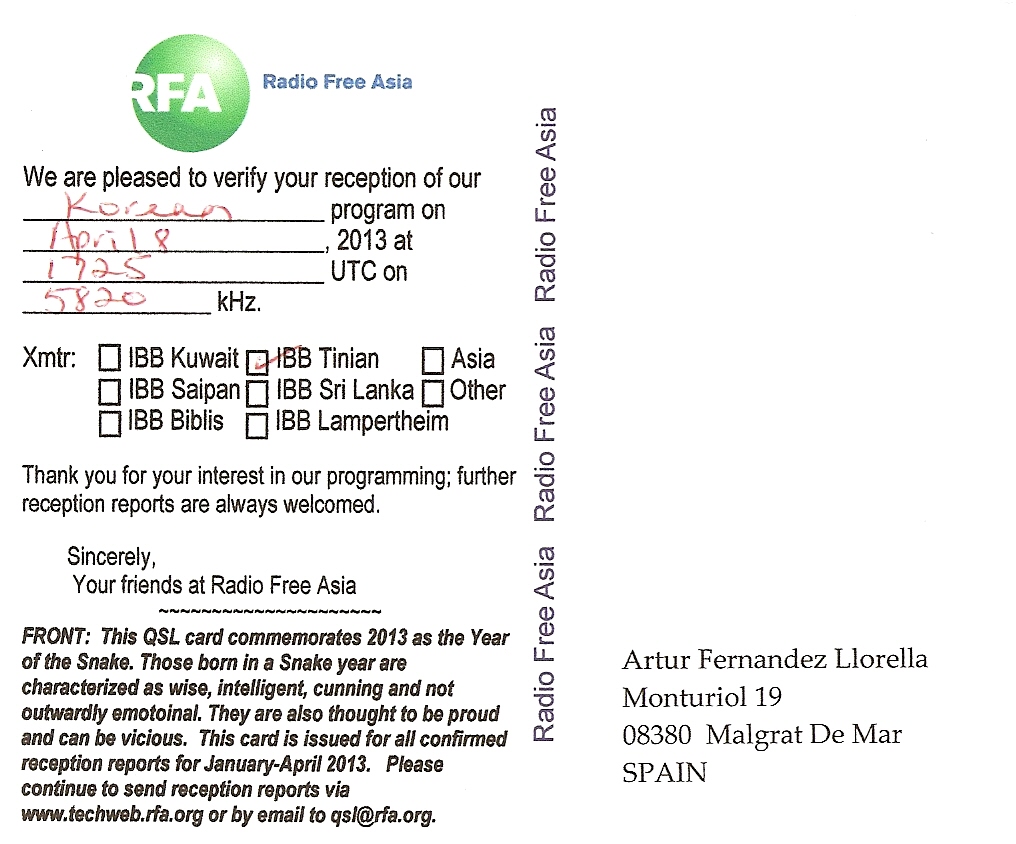 MARESME DX: QSL Radio Free Asia