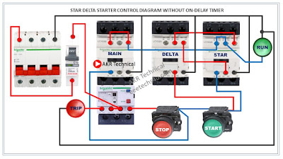 Semi Automatic Star Delta Starter Wiring Diagram without Timer