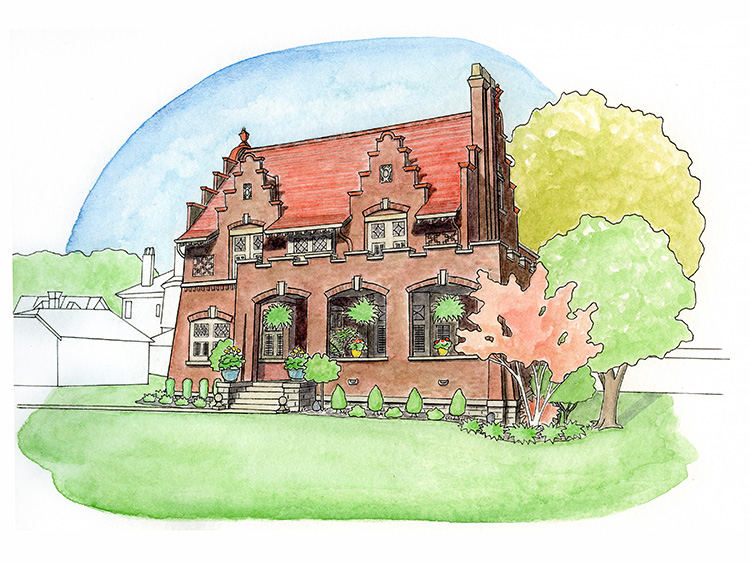 Nessy Designs: Stepped Gable House Sketch