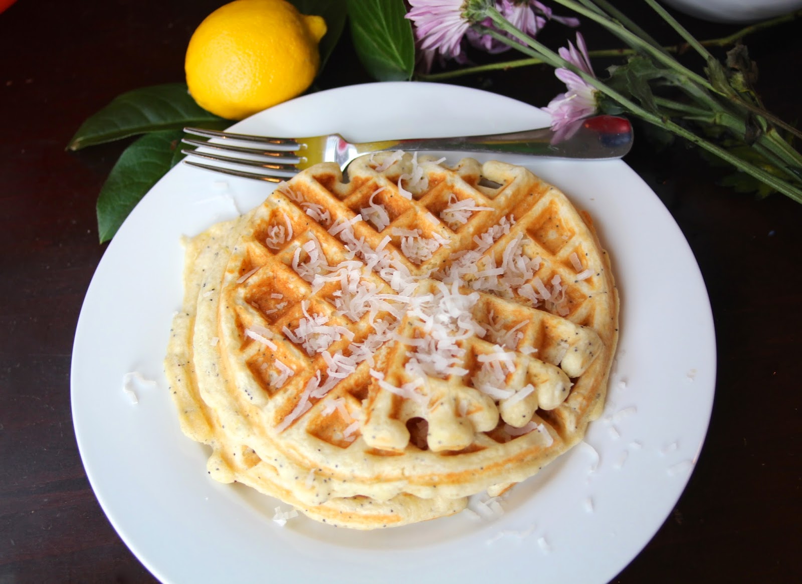 Lavender Lemon Poppyseed Waffles - The Lavender Apple