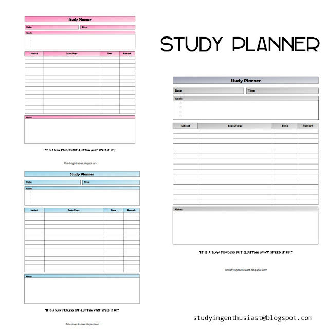 Free Daily Study Planners