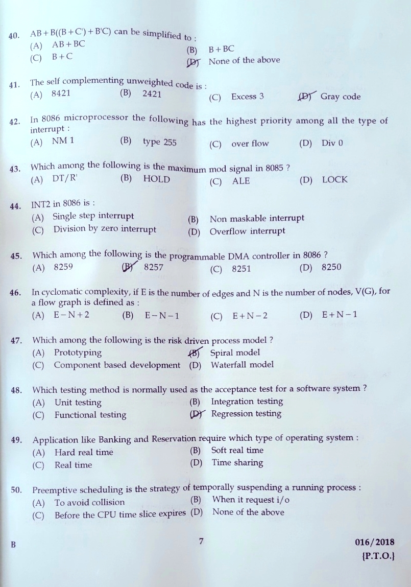 PSC HSST COMPUTER SCIENCE: 2018
