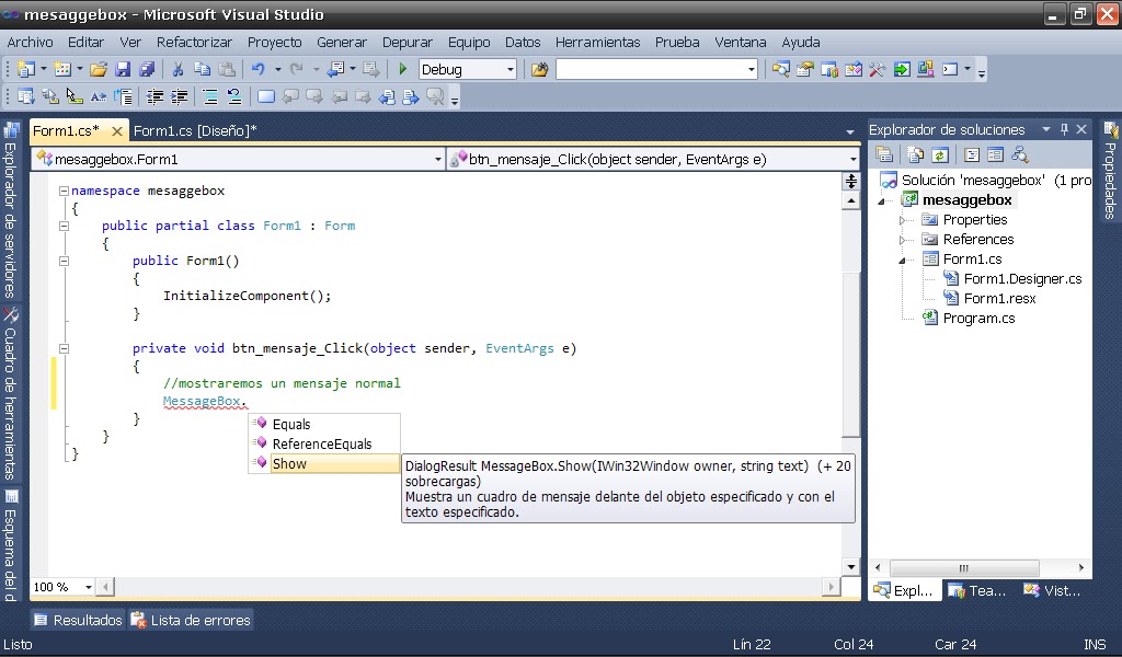 "EL HUGUITO": Messagebox en C#