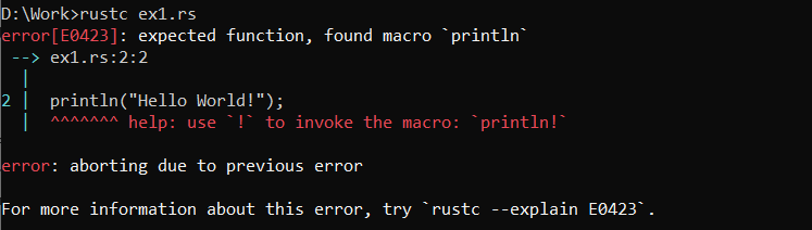 Hello World Rust Program Code Explained