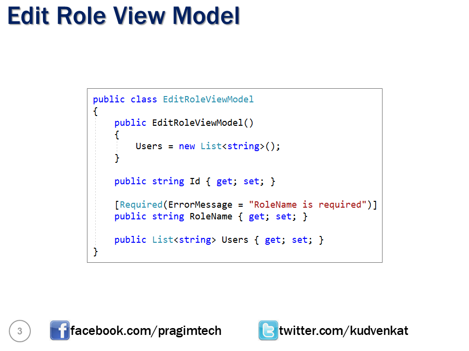 Sql server, .net and c# video tutorial: Edit role in asp.net core - Slides
