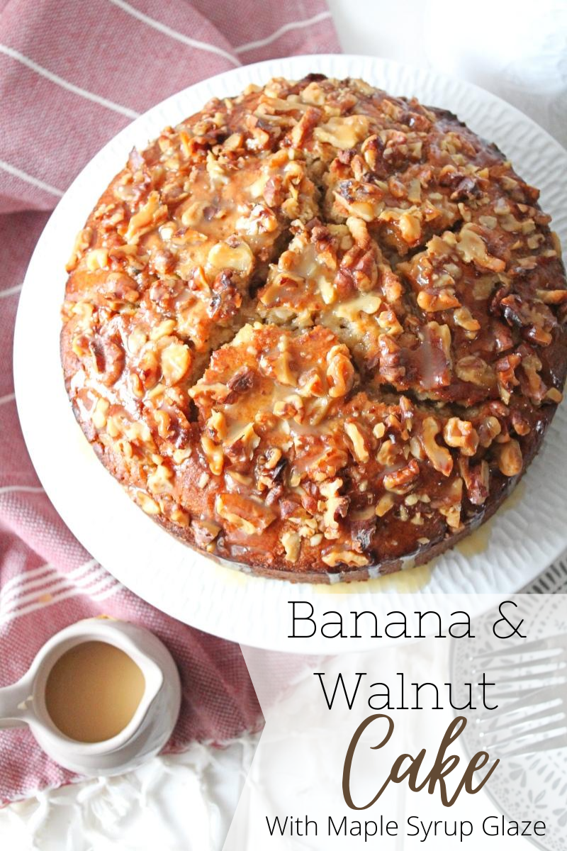 Banana and Walnut Cake with Maple Syrup Glaze - Threadbare Creations