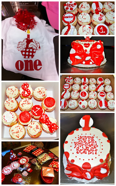Leah's Sweet Treats: Red and White Polka Dot Smash Cake & Cupcakes