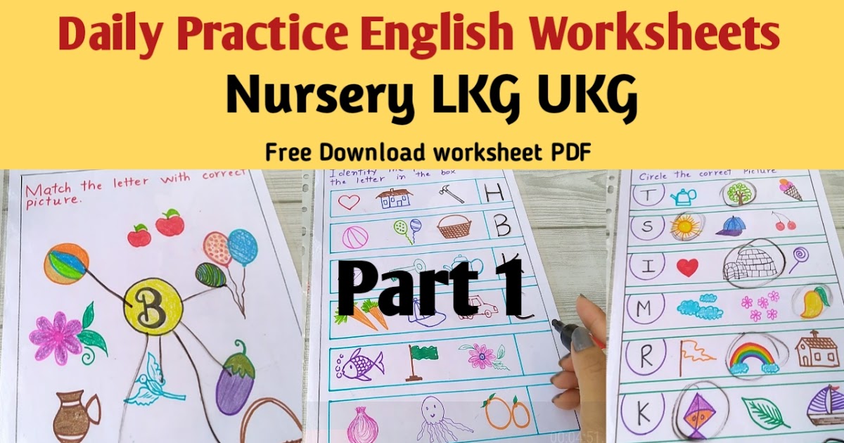 ENGLISH Worksheets for Nursery LKG UKG | Part 1