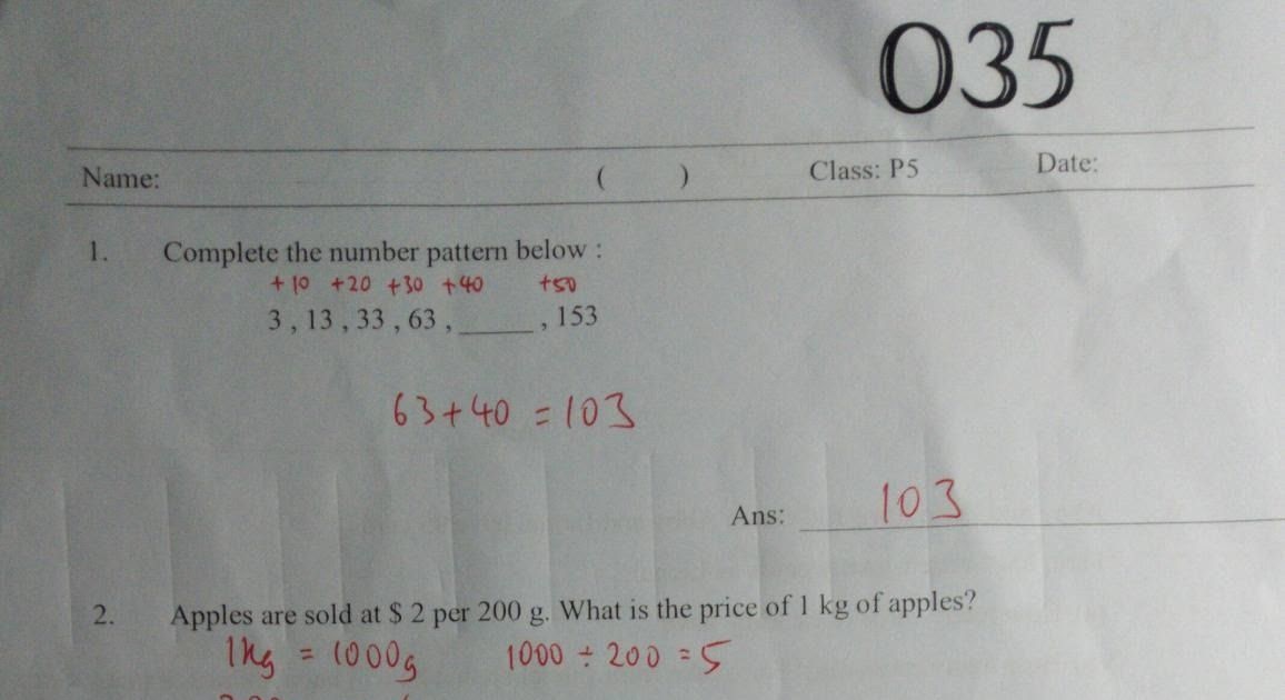 Mr Ng P5 Math: Answers to ws35