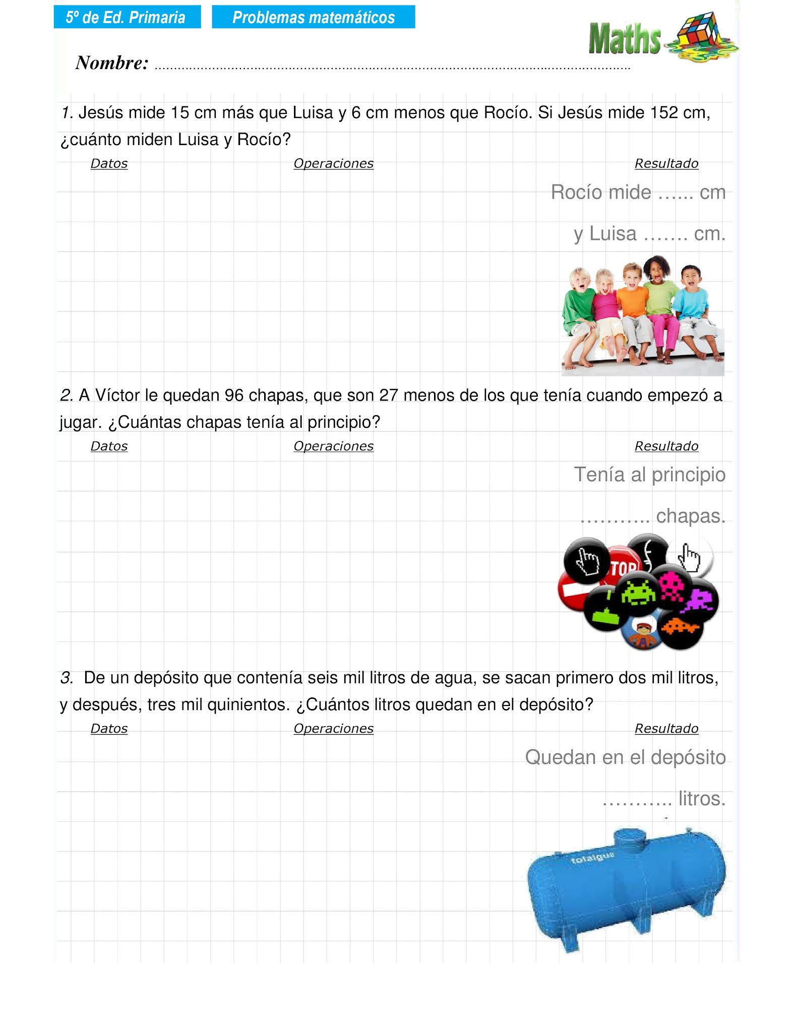 Material Educativo: Cuaderno de problemas matemáticos 5to grado primaria