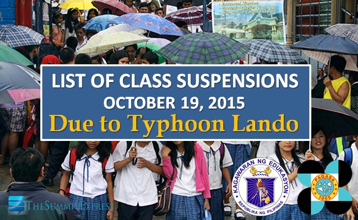 #WalangPasok: List of class suspensions for Monday, October 19, 2015