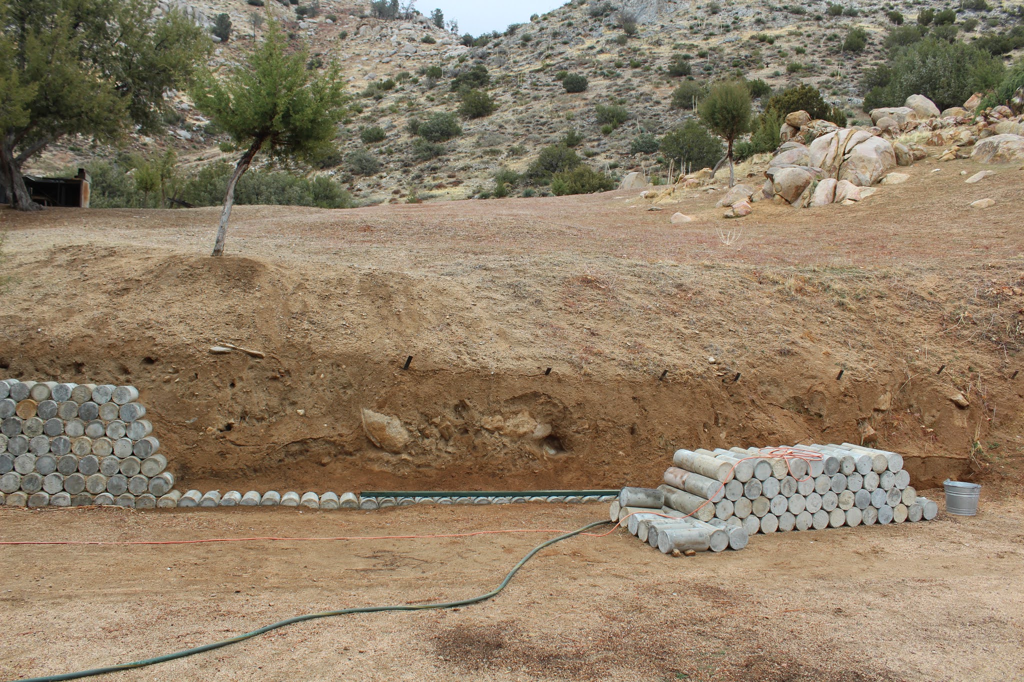 A March Snow and a New Retaining Wall.