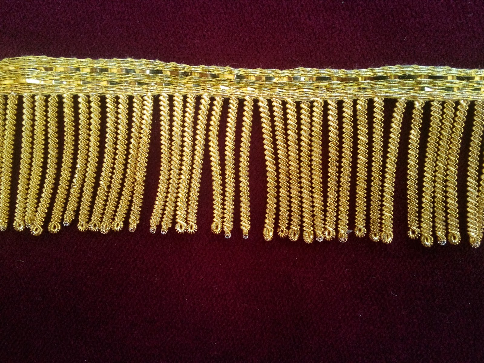 GOLD BULLION WIRE FRINGE, METAL BULLION FRINGE, DECORATION BULLION WIRE ...