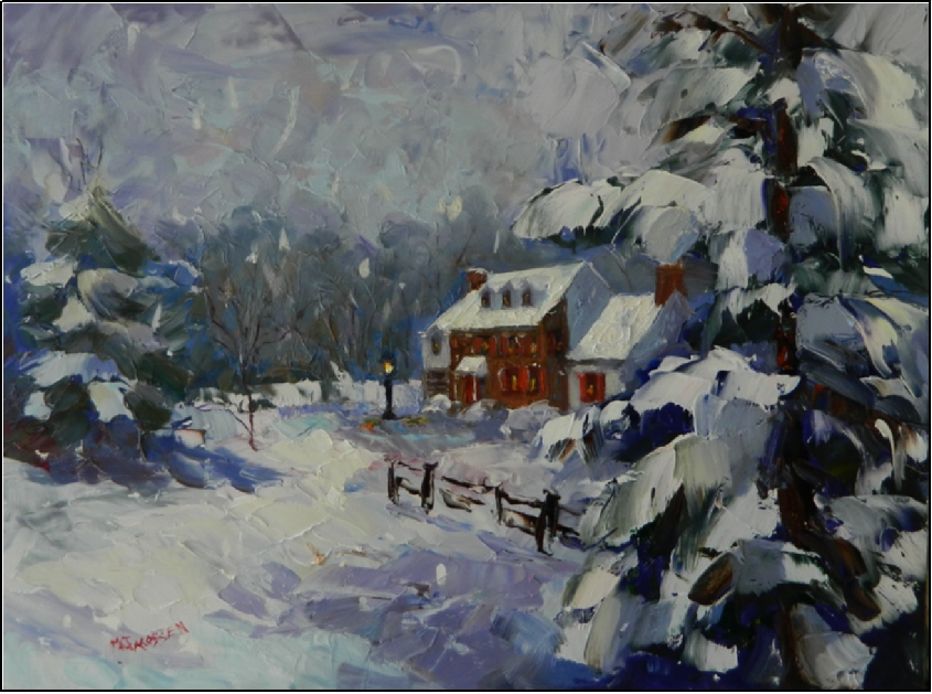 Paint Dance: "December Snow", 12x16, oil on panel. snow scene ...