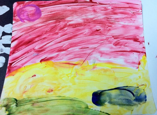 JezebelleArt: Abstract Sunset Finger Painting