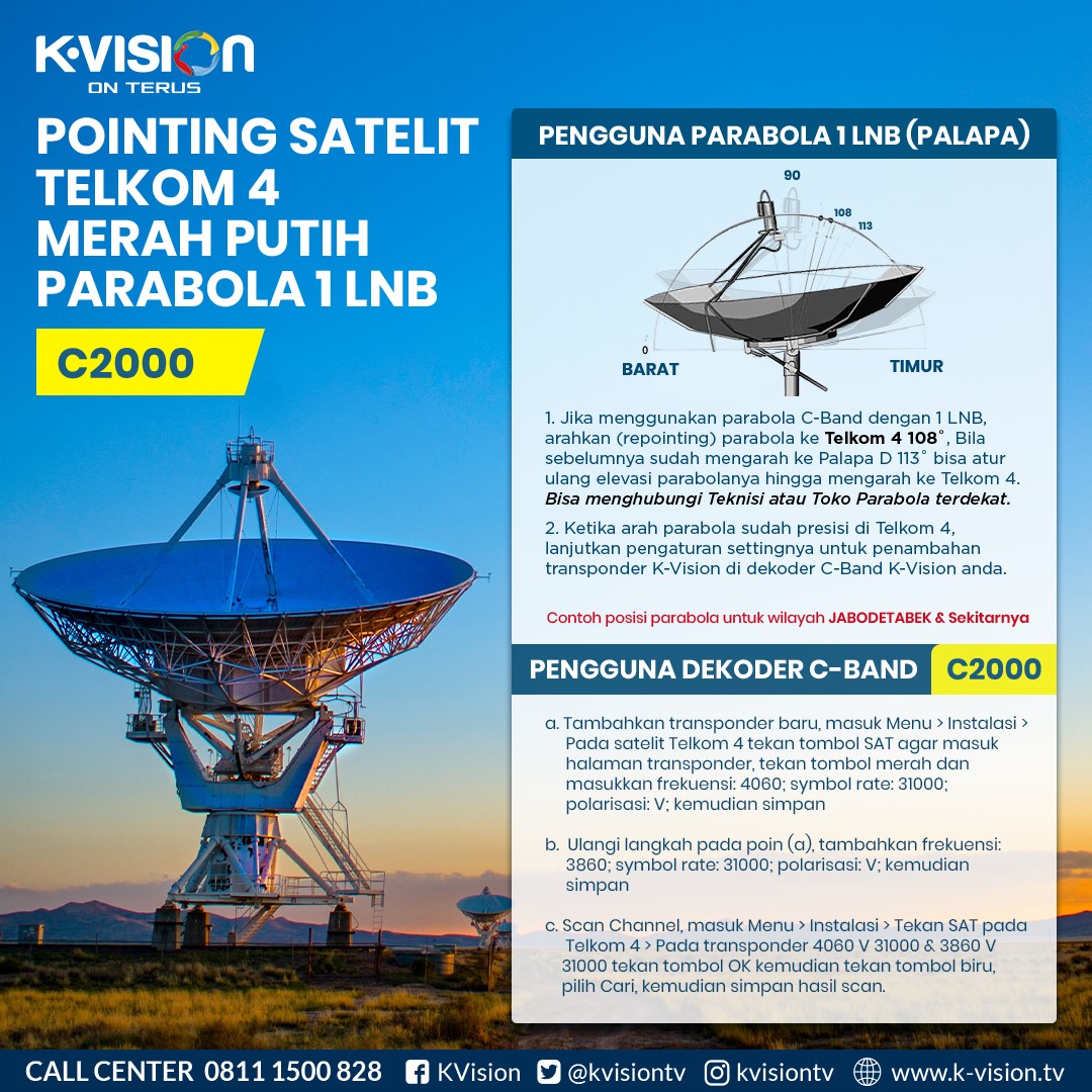 Cara mudah Merubah arah Parabola K-Vision dari Palapa ke Telkom 4 Merah ...