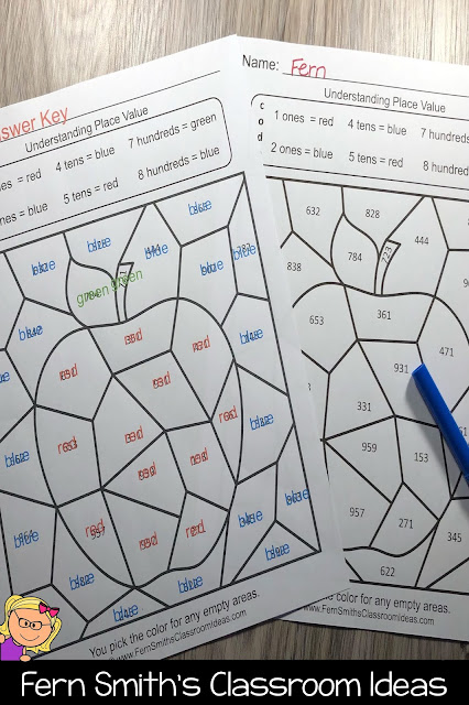 2nd Grade Go Math 2.5 Place Value to 1,000 Color By Numbers - Fern ...