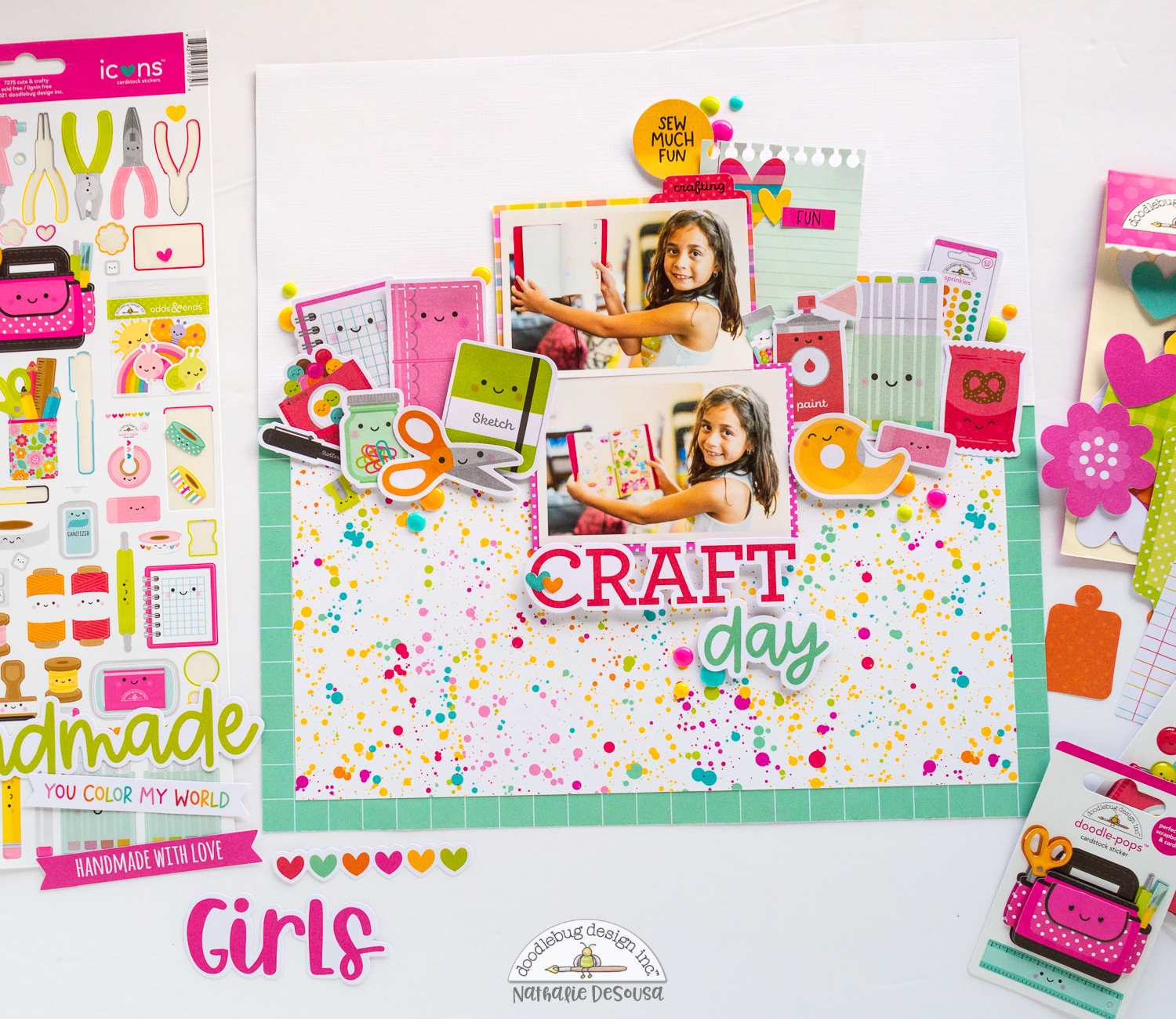 Doodlebug Design Inc Blog: CUTE & CRAFTY CRAFT DAY LAYOUT | with Nathalie