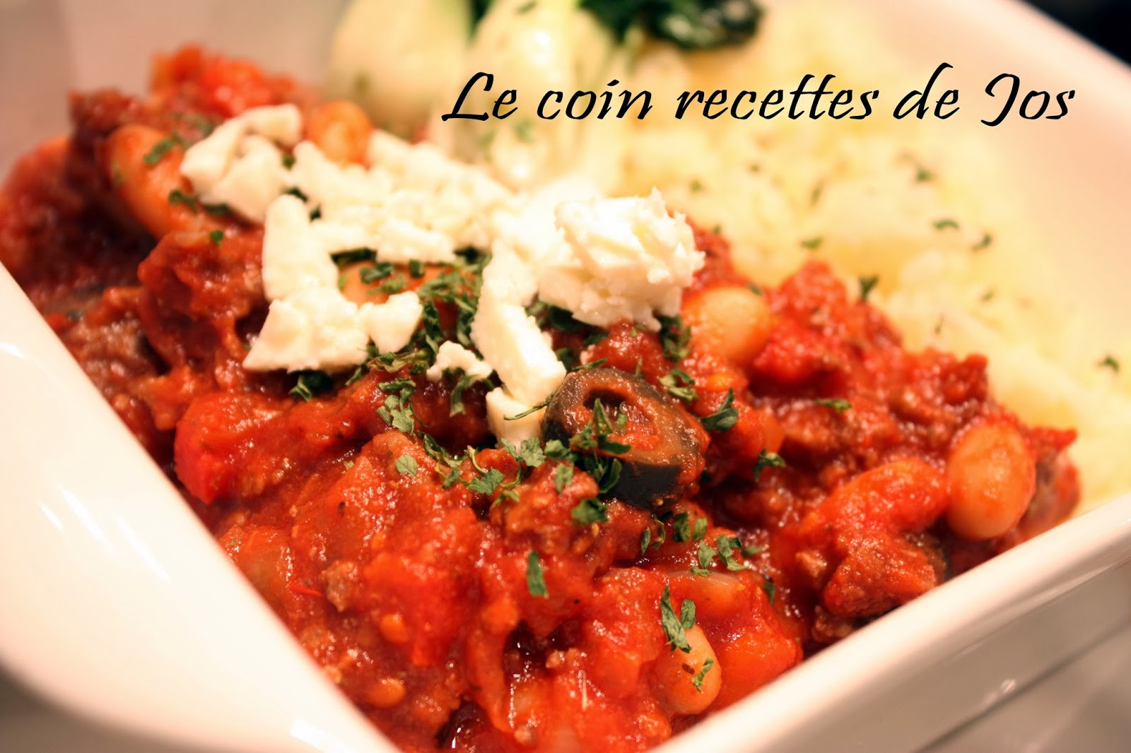 Le coin recettes de Jos: CHILI AU BOEUF HACHÉ ET AU FROMAGE FÊTA