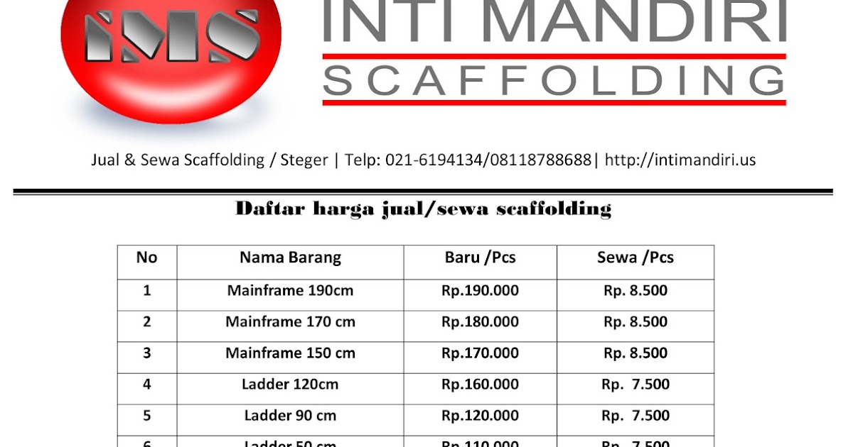Ready Stock Scaffolding: Jual sewa steger / scaffolding