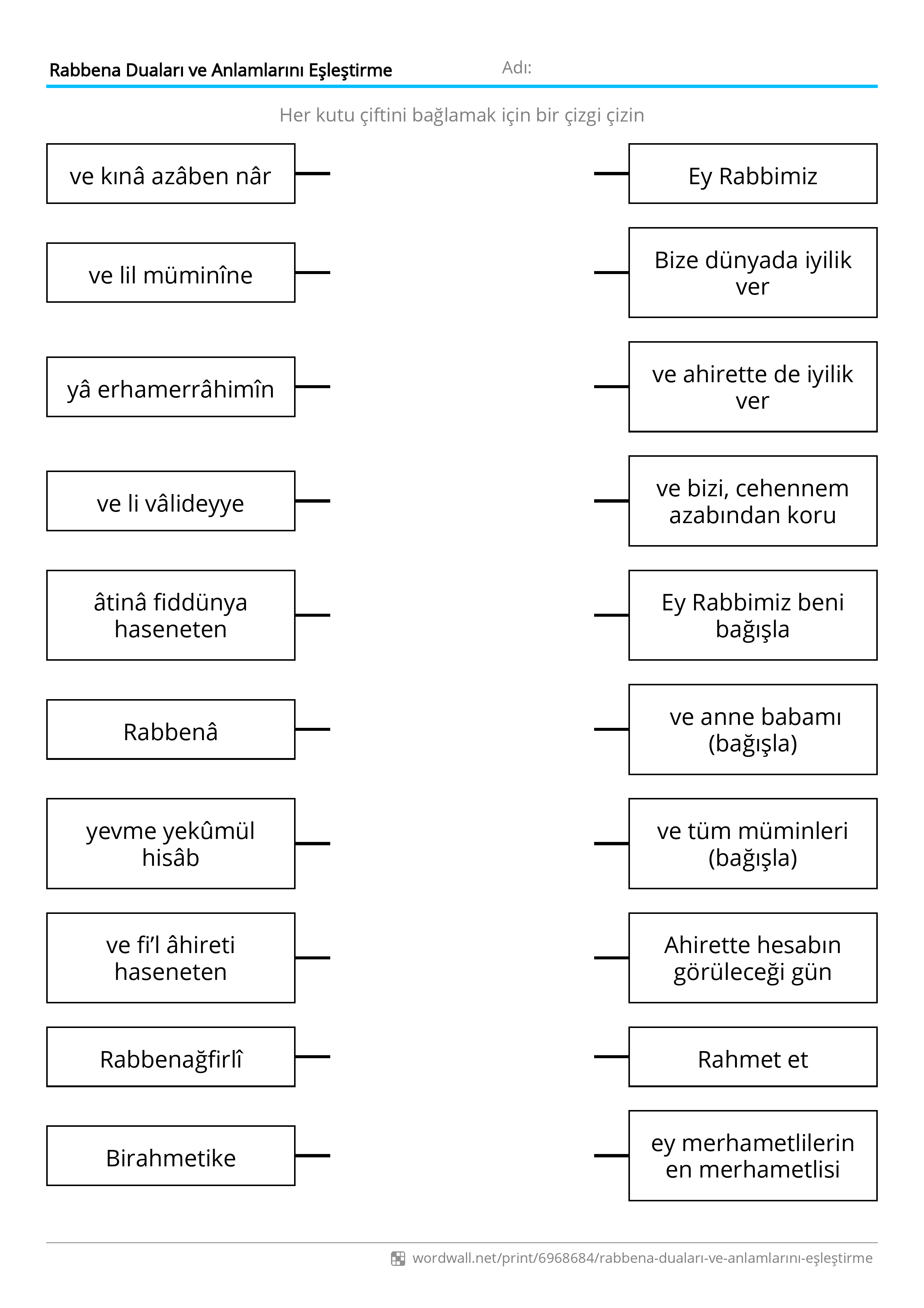 DinDersiOyun.com: Rabbena Duaları Etkinlikleri