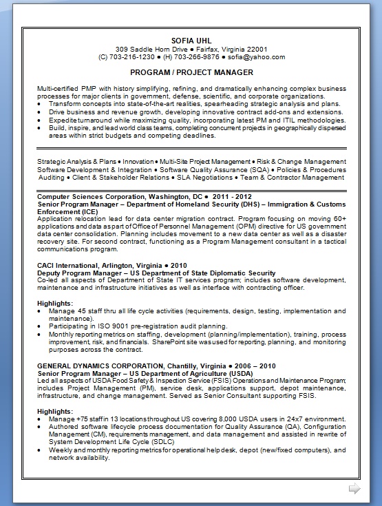 Project Manager Curriculum Vitae Format For Students in Word Free Download