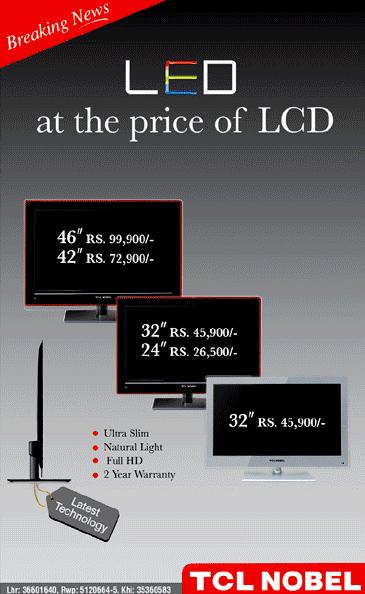 Advertising in Pakistan: TCL Nobel | LED at the Price of LCD