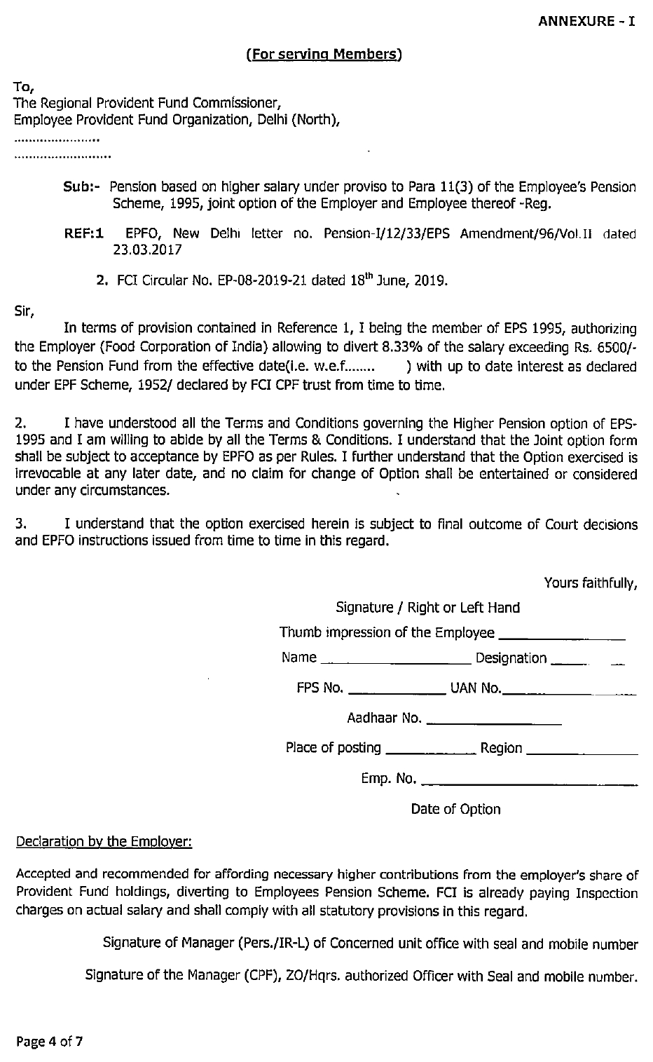 Pension Based on higher salary under provision to para 11(3) of the EPS ...
