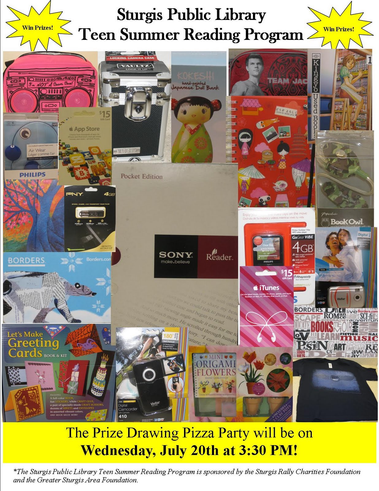 Sturgis Public Library: Teen Summer Reading Program Prize Drawing Pizza ...