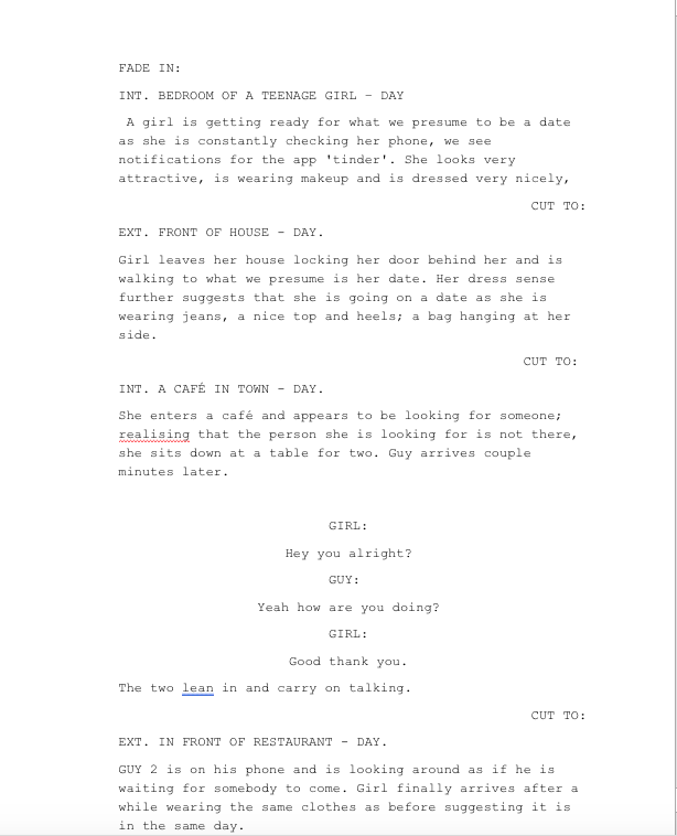 A level Film: Screenplay
