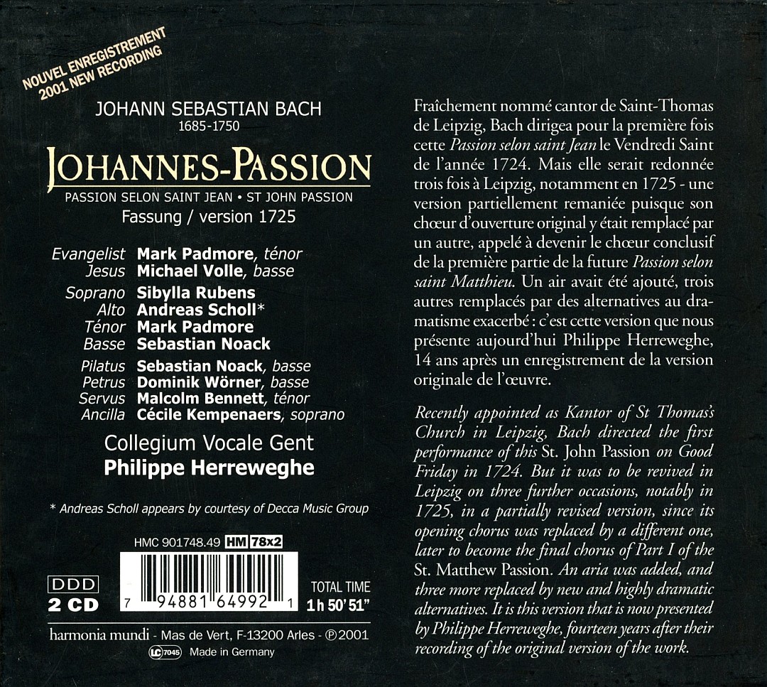 makdelart - classique: Bach - Johannes-Passion (Philippe Herreweghe ...