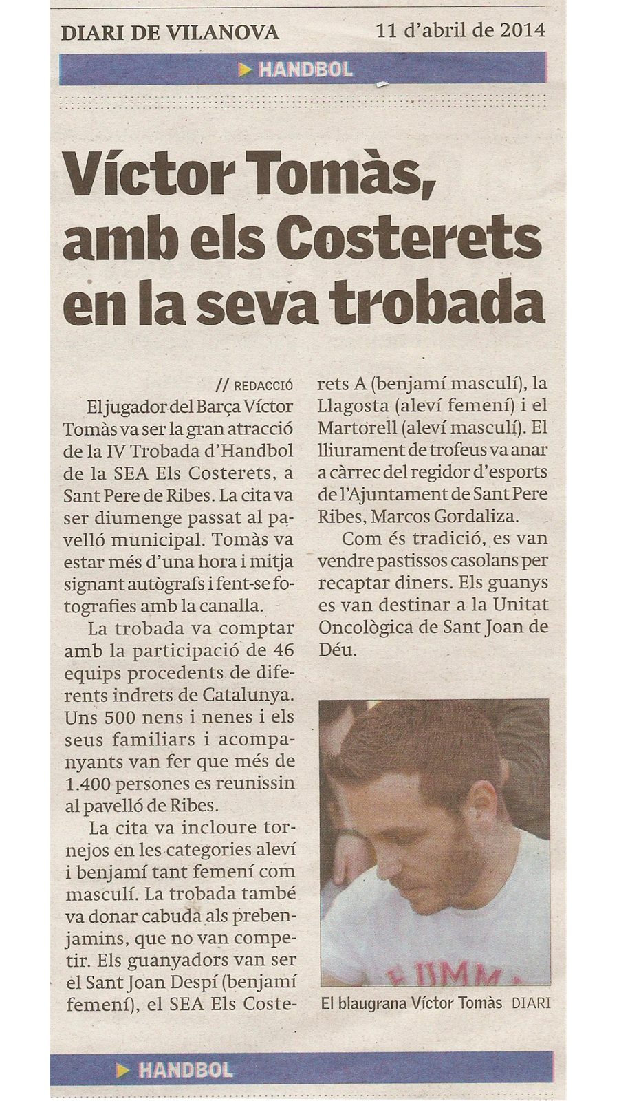 HANDBOL ELS COSTERETS: d’abril 2014