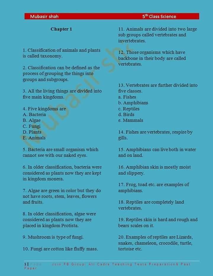KNOWLEDGE FOR ALL: CLASS FIVE 5 SCIENCE SHORT QUESTION ANSWERS