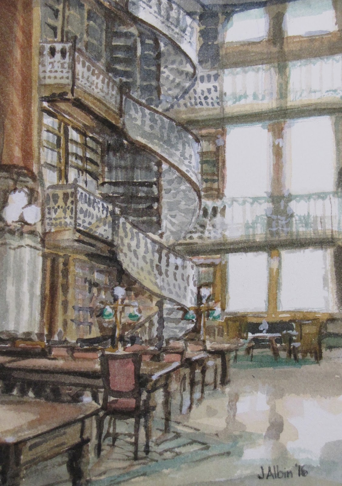 Jane Albin paints: "Iowa State Capitol Law Library"