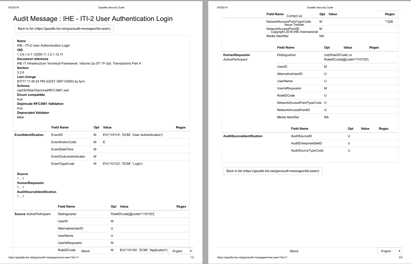 Healthcare Exchange Standards: IHE Audit Log Specifications