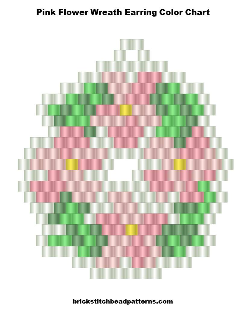 Brick Stitch Bead Patterns Journal: Free Pink Flower Wreath Earring ...
