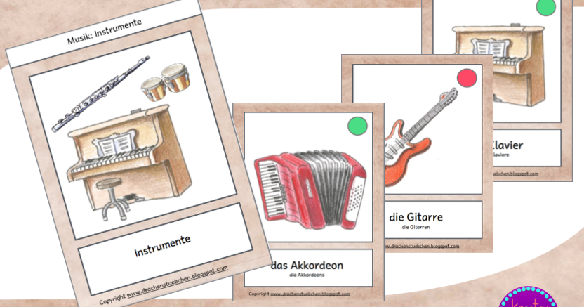Drachenstübchen: Bildkarten: Musikinstrumente
