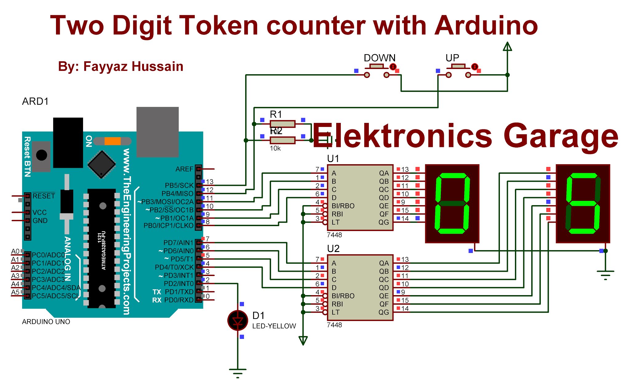 Token counter using Arduino and 7 segment Display - Electronics Garage