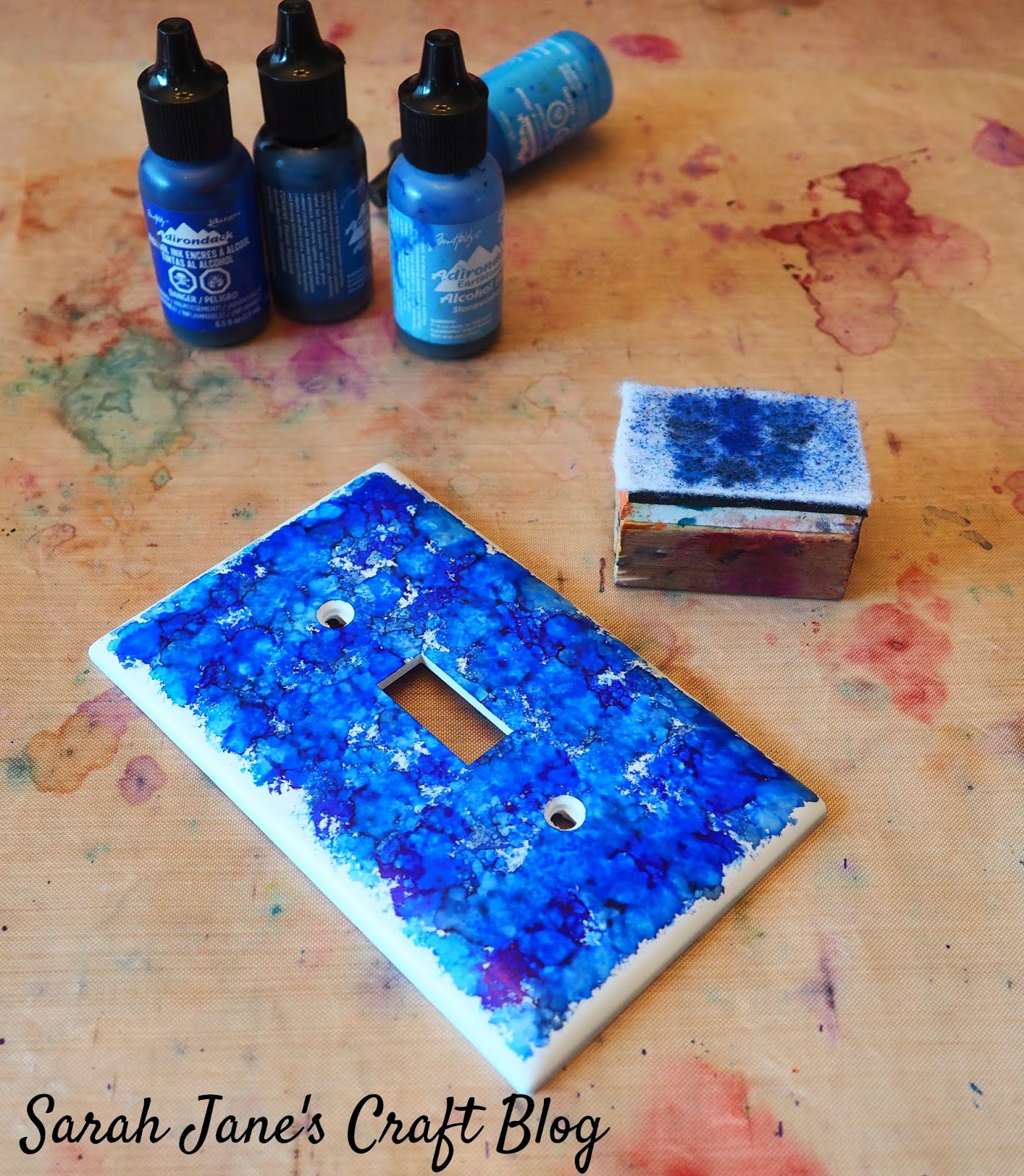 Stamped Alcohol Ink Switch Plate