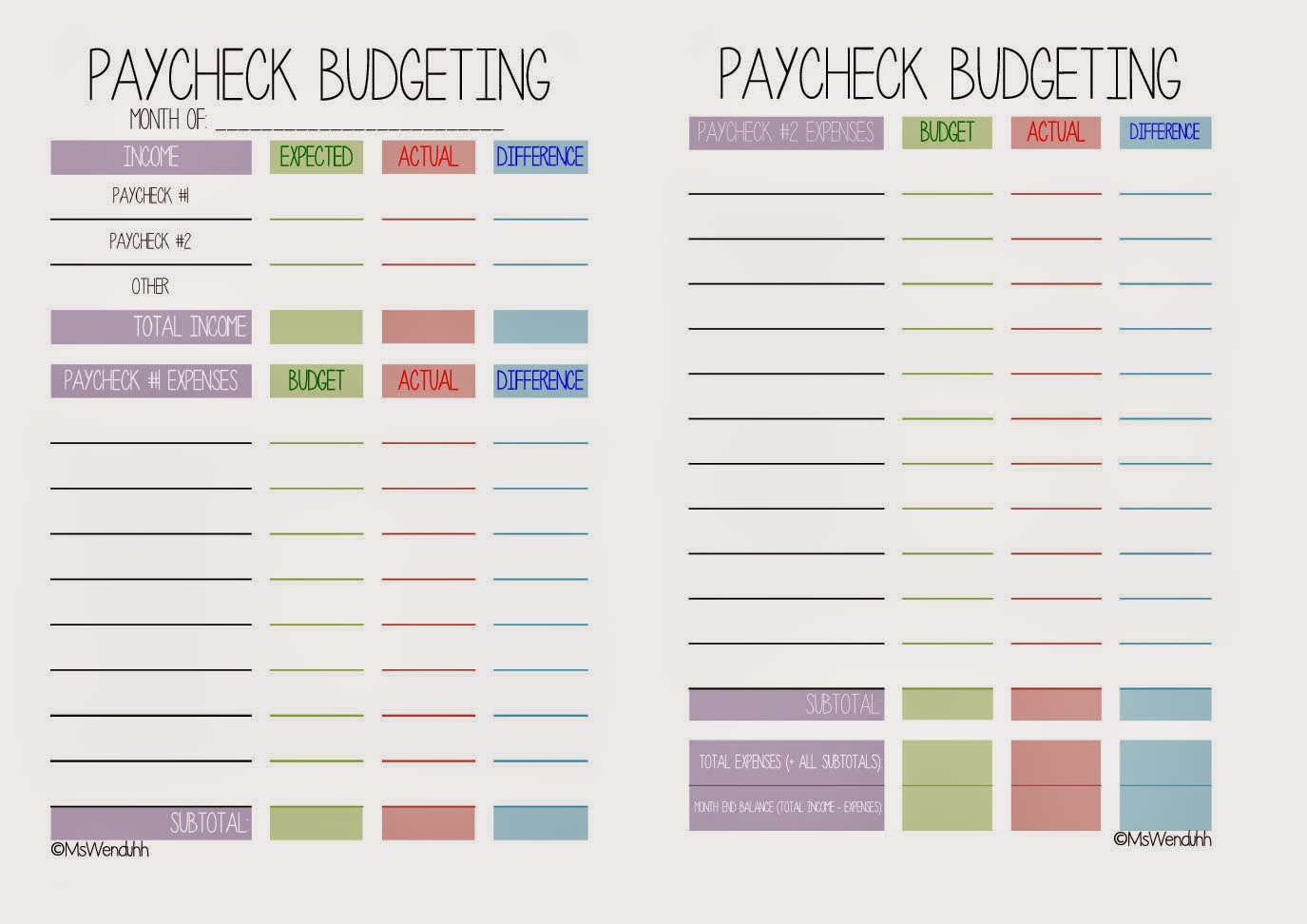 MsWenduhh Planning Printable Paycheck Budgeting Printable MsWenduhh Planning Printable Paycheck Budgeting Printable