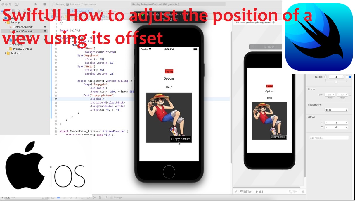 SwiftUI How to adjust the position of a view using its offset | Tutorial101