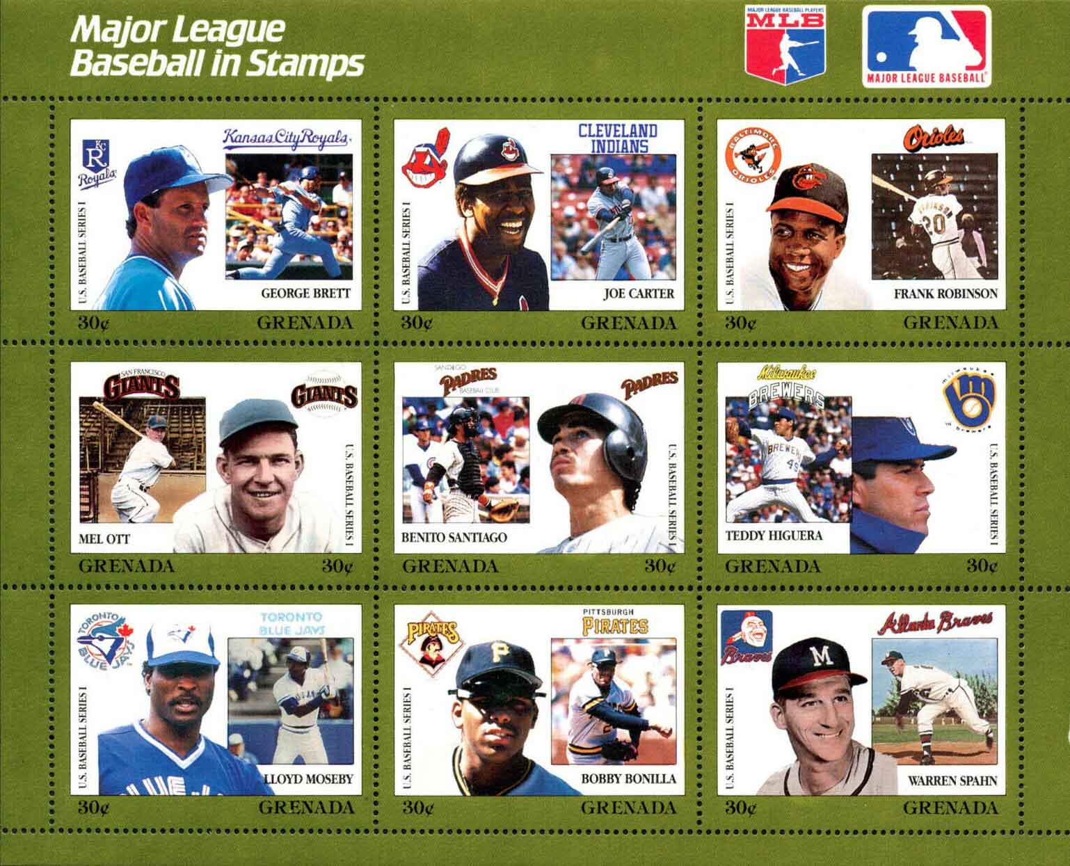 Baseball Stamps & Postmarks: Grenada - 1988 Baseball Series I