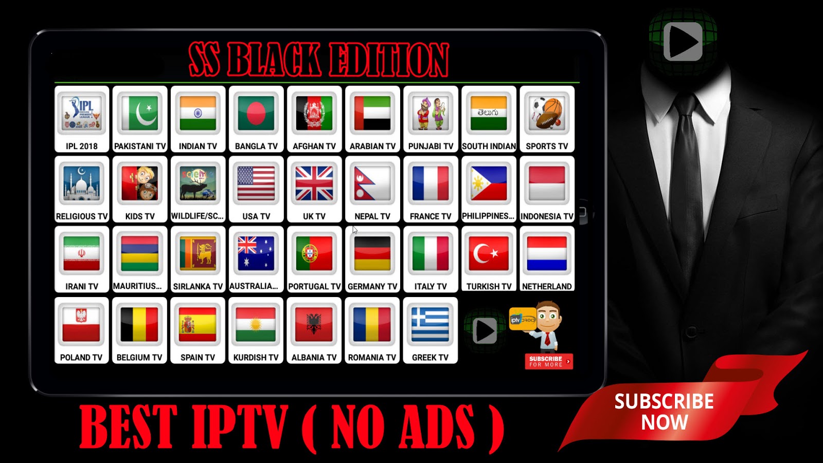 SS BLACK EDITION IPTV : BEST APK LIVE TV ( NO ADS ) - IPTV DROID