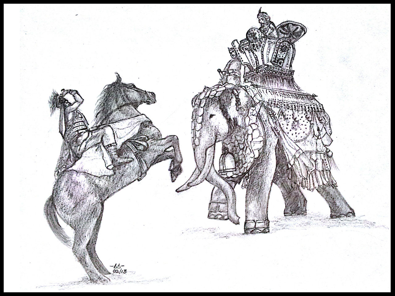 Alexander, Porus, Bucephalus - The Climax ~ Sathish's Gallery - Pencil ...