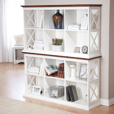 Stackable Bookcase - Hampton Console Table Bookcase (White/Oak)